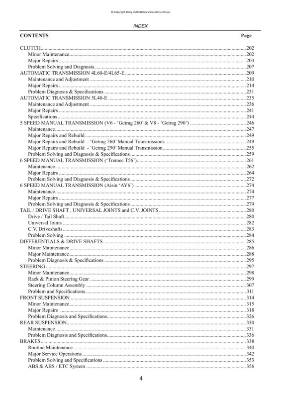 Holden Commodore VT VX VY VZ Repair Manual 1997-2007 - Ellery ...