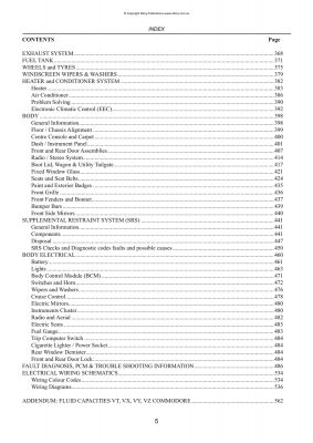 Holden Commodore VT VX VY VZ Repair Manual 1997-2007 - Ellery ...